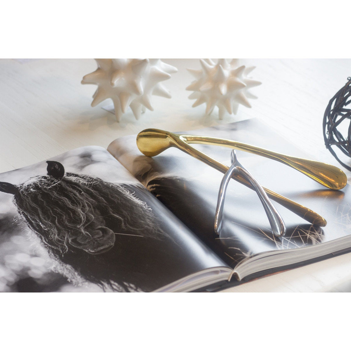 Wishbone Metallic Sculpture Accent Decor | Shop Vanillawood